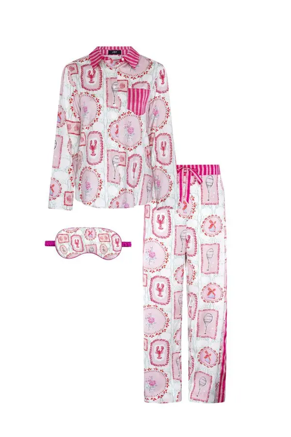 JESSICA RUSSELL FLINT Pyjama & Eye Mask Set The Hamptons - Pink