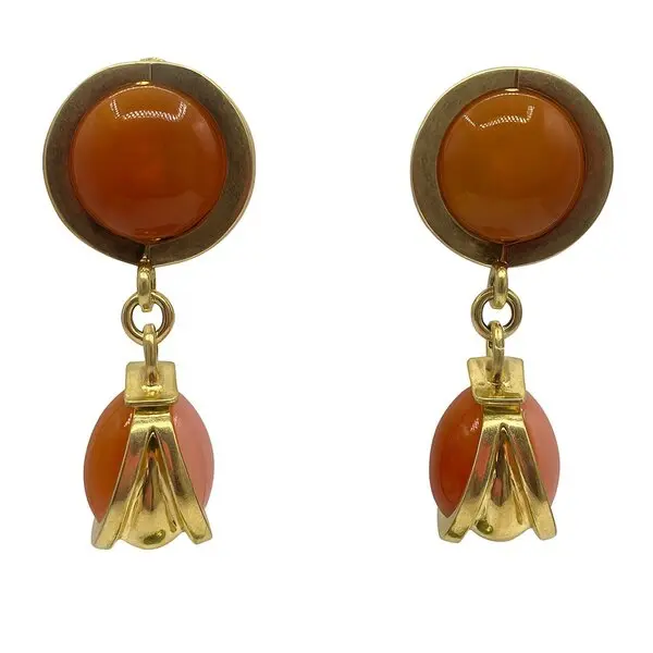 MICHAEL NASH JEWELRY Agatha Amber And Rose Two Tone Drop Earrings - Brown