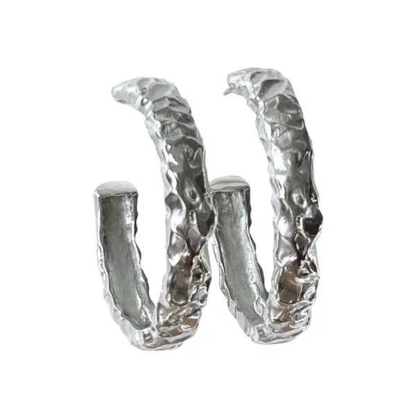 LINYA JEWELLERY Rara Amorphous Half Oval Earrings - Silver