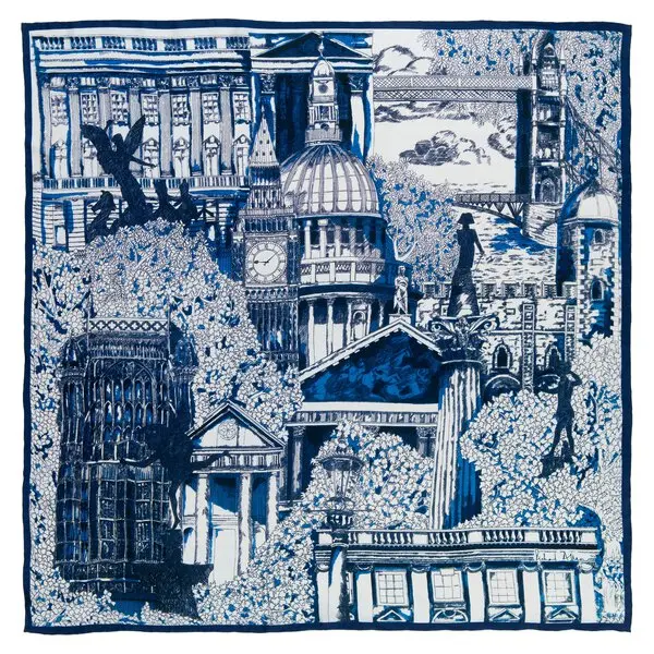 RICHARD ALLAN LONDON Blue / White Blue London Silk Scarf - Blue/white