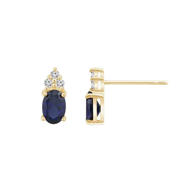 KIERA Oval Cut Created Sapphire With Trio Lab Grown Diamond Stud Earrings - Yellow