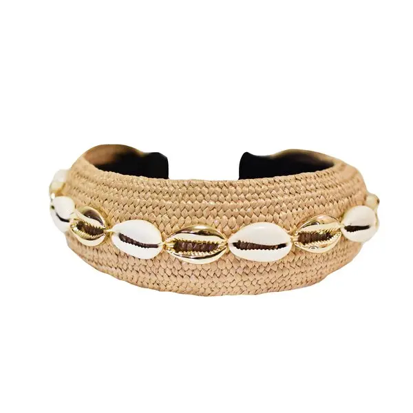 ADRIANA PAPPAS DESIGNS Mixed Shells Wide Headband - Yellow