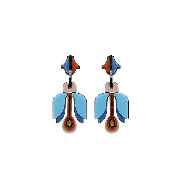 GISSA BICALHO Acrylic Handmade Earring Tulip Hortensia - Blue