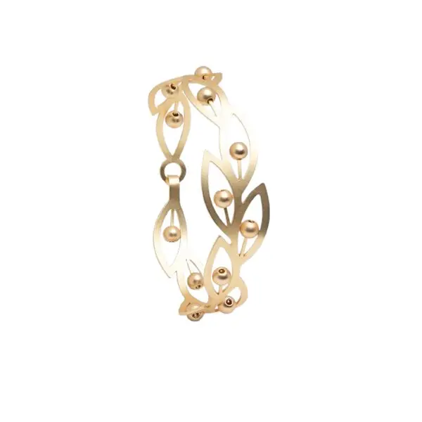 Saachi Beaded Botanical Hook Bracelet - Gold