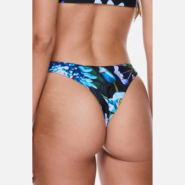 SUNKISSED Le Bas Cheeky Bikini Bottoms Midnight Bloom - Black/blue