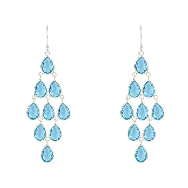 LATELITA Silver / Blue Erviola Gemstone Cascade Earrings Silver Blue Topaz Hydro - Silver/blue