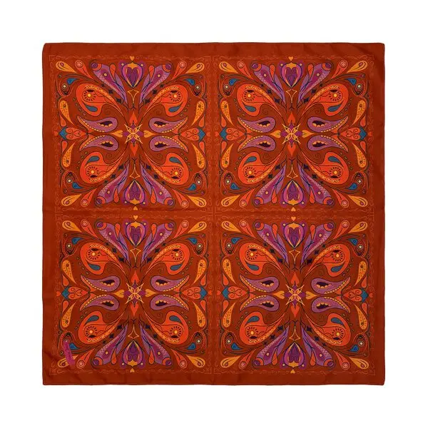 JANARA JONES Paisley Satin Twill Scarf - Red