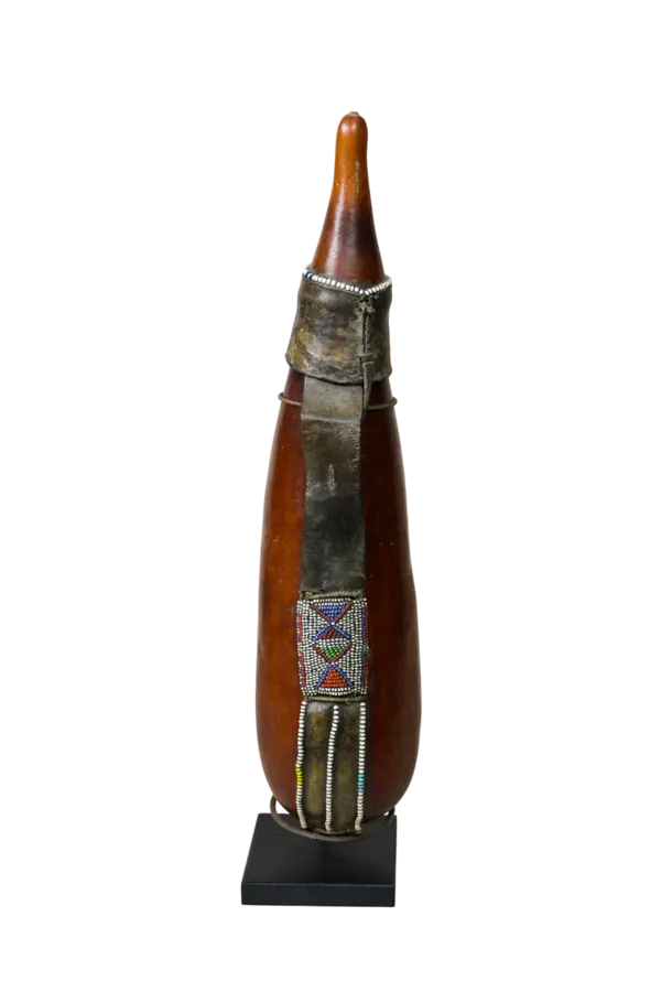Botanical Boys Vintage Beaded Maasai Calabash Fifty Two Ten - Brown