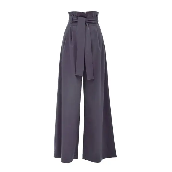 JULIA ALLERT High Waist Long Wide Leg Trousers – Dark - Grey