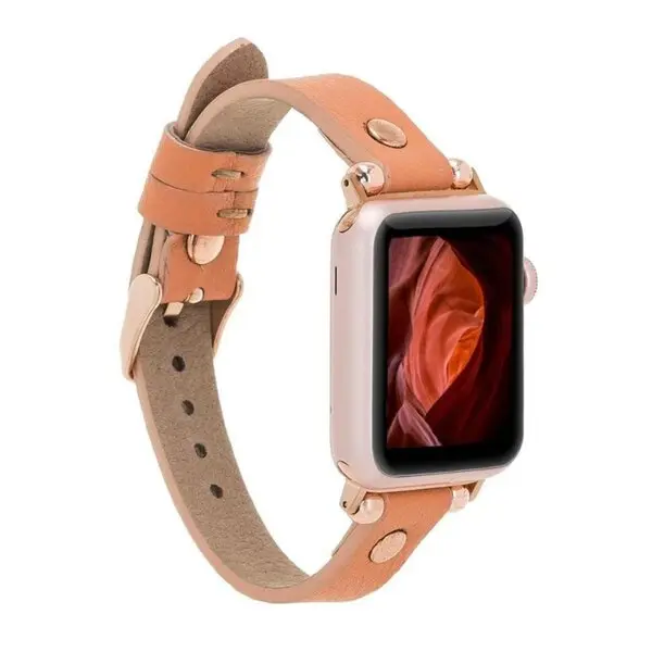LEATHERE Neutrals Apple Watch Brick Color Leather Strap Detroit - Black