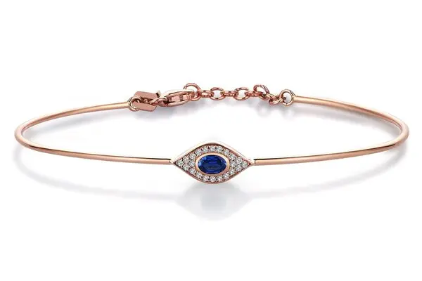 REIS JEWELLERY Blue / Rose Gold Ubuntu Eye Bangle - Blue/rose Gold