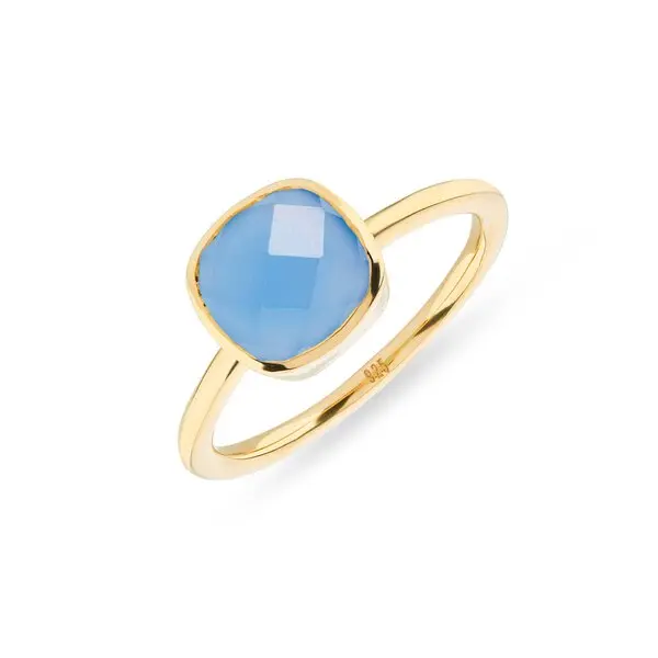 AUREE JEWELLERY Mondello Chalcedony Gold Vermeil Ring - Blue
