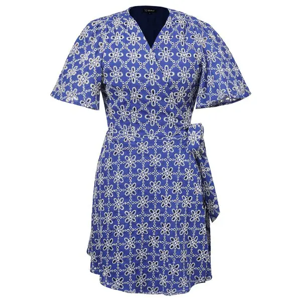 SMART AND JOY Wrap Geometric Mini Dress - Blue
