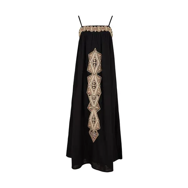 RAFFYA Embroidered Maxi Dress