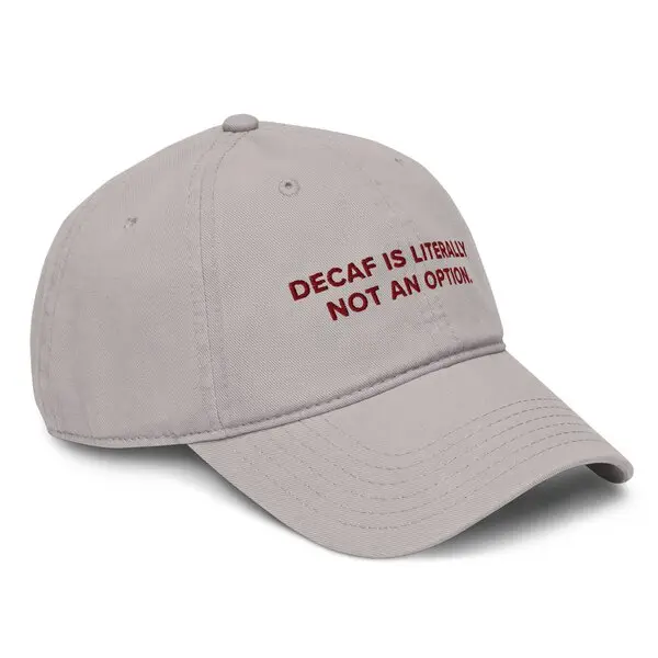 ANCHOR & CREW Gustatory Decaf Is Literally Not An Option. Cotton Embroidered Cap - Grey