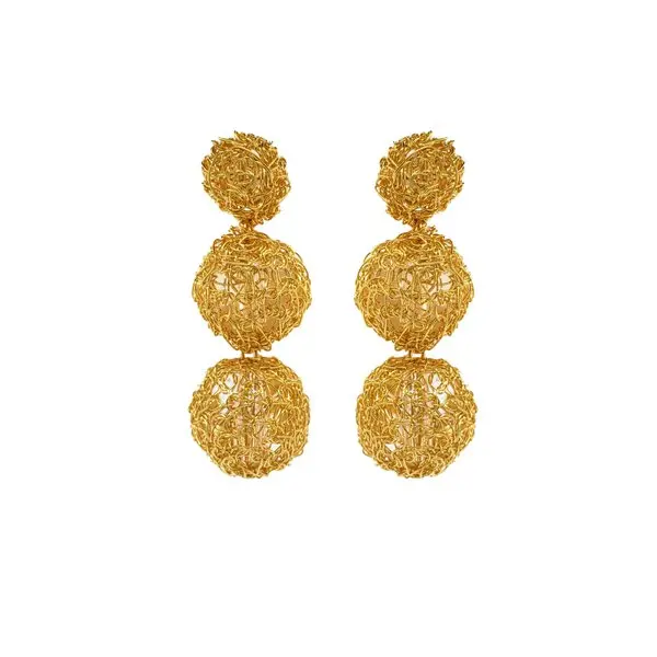 LAVISH BY TRICIA MILANEZE All Spheres Trio Handmade Earrings - Gold