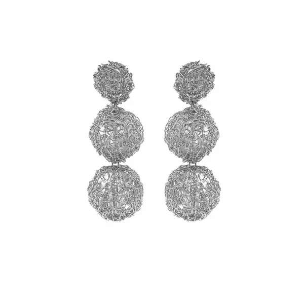 LAVISH BY TRICIA MILANEZE All Spheres Trio Handmade Earrings - Silver