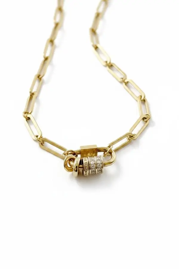 VICKY&NICO Carabiner With Rings Necklace - Gold