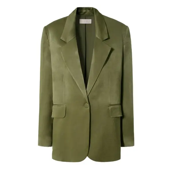 AGGI BY HALEWSKI Bellamy Satin Olive Branch Blazer - Green