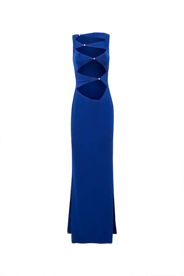 LUNA B Long Goddess Dress – Navy
