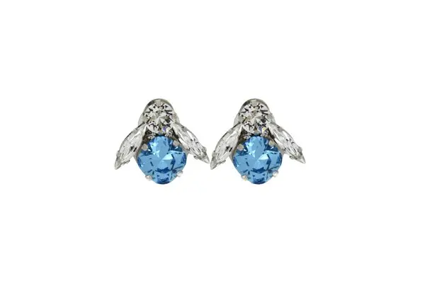 VICKISARGE The Big Bee Earrings In Platinum Pierced - Blue