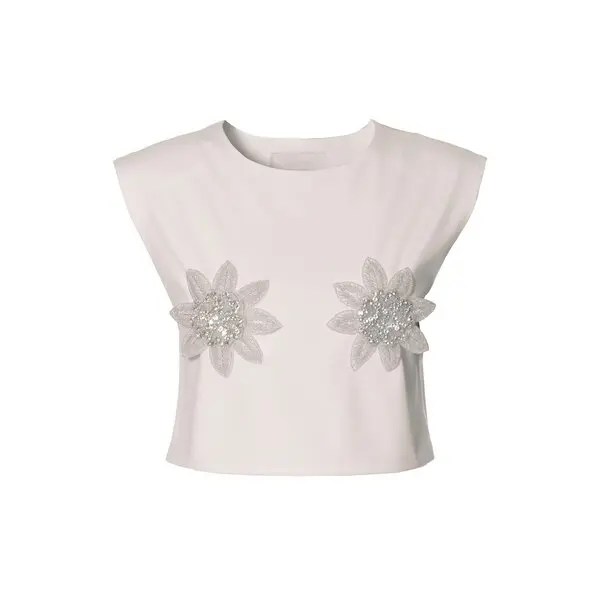 AGGI BY HALEWSKI Frida Off Short Sleeveless Top - White