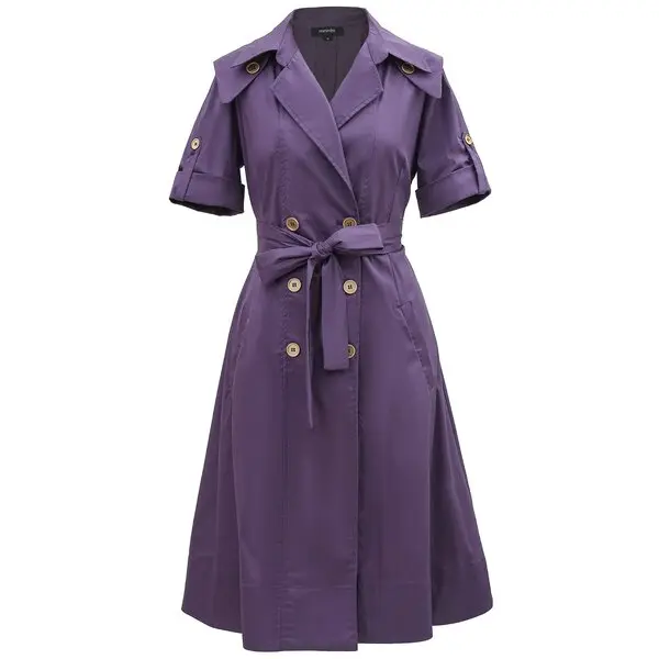 SMART AND JOY Cotton Trench Coat Dress - Purple