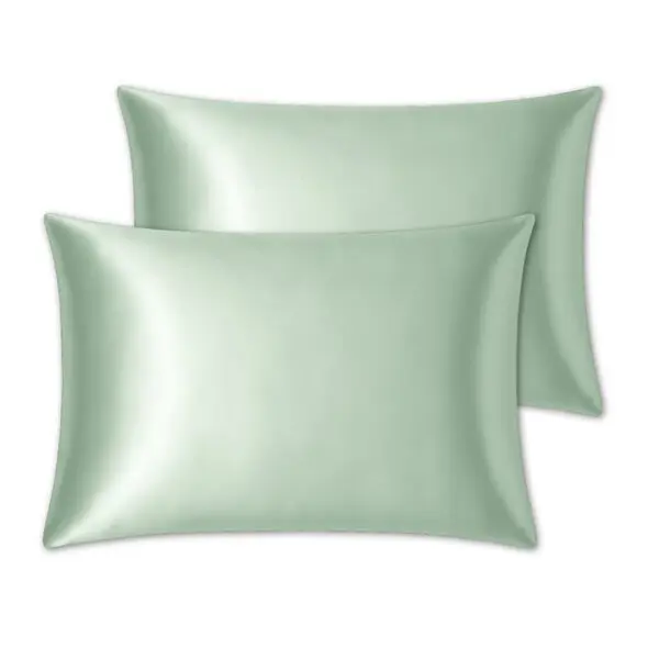HI SILK Glacial Glacé Mulberry Silk Pillowcase Set Of Two Twenty Five Momme - Green