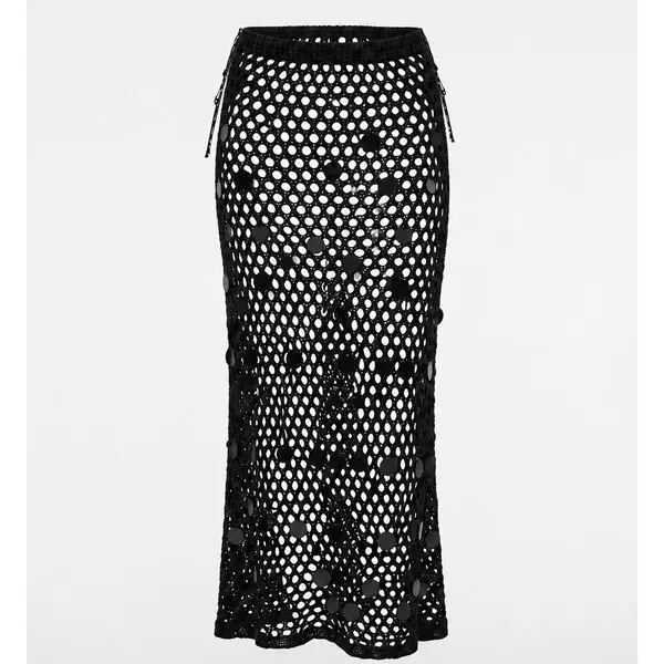 WOMEN & WOMEN Sequin-embellished Knit Skirt - Black