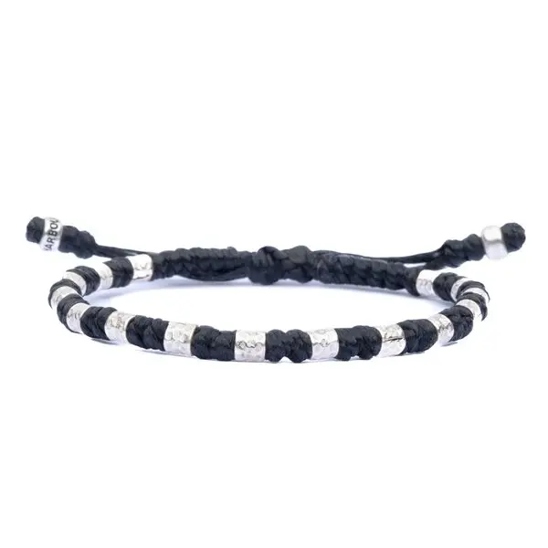 HARBOUR UK Yule Viking Silver Rope Bracelet - Black