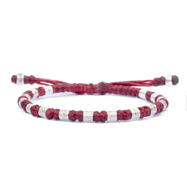 HARBOUR UK Yule Viking Silver Rope Bracelet - Red