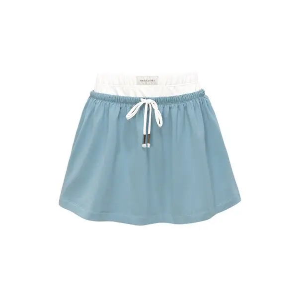 MANDRAGORA Sage Cotton Skirt With Contrasting Fabrics – Goia - Green