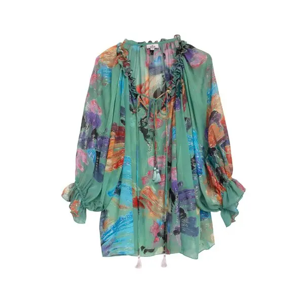 NIZA Midi Shirt Dress With Front Slit And Adjustable Tie - Green