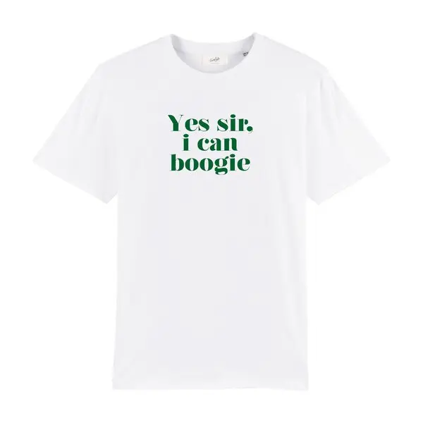 FANCLUB Yes Sir I Can Boogie Oversized Retro Slogan T-shirt - White