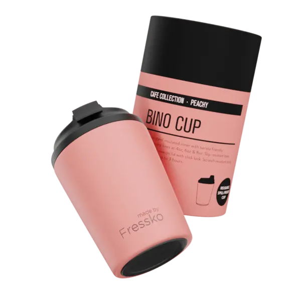 Fressko Bino 8oz / 227ml Reusable Coffee Cup, Stainless Steel Peachy - Pink
