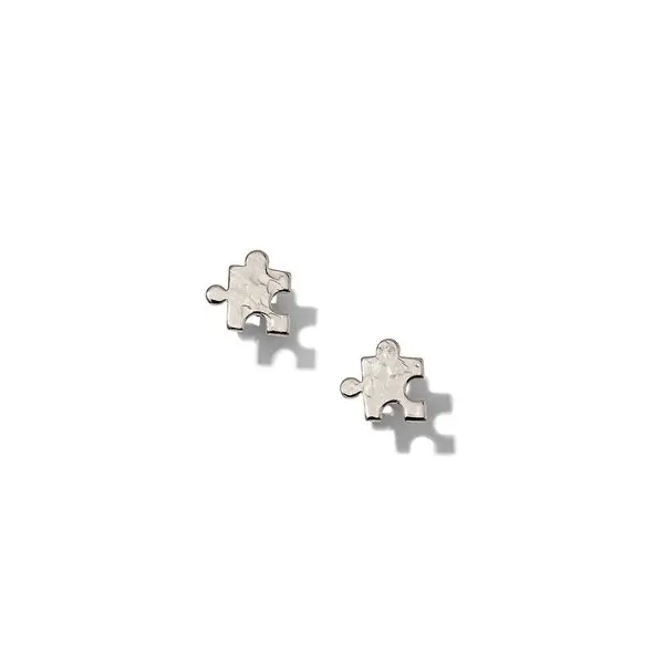 JAREDJAMIN Puzzle Piece Textured Stud Earrings - Silver