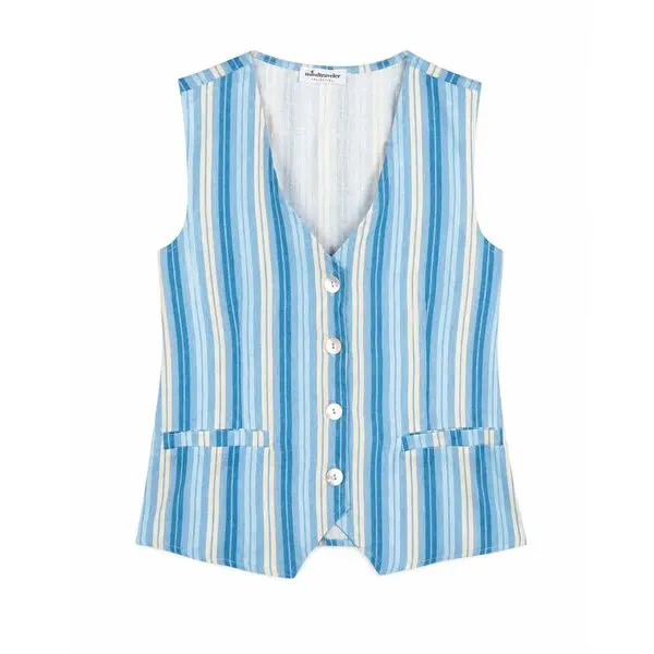 Mind Traveler Ana Linen Vest Top - Blue