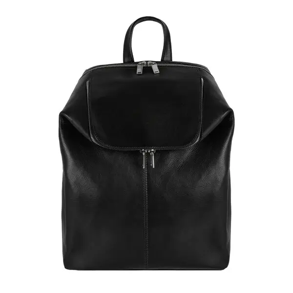 TIME RESISTANCE Leather Backpack A Bend In The River - Black