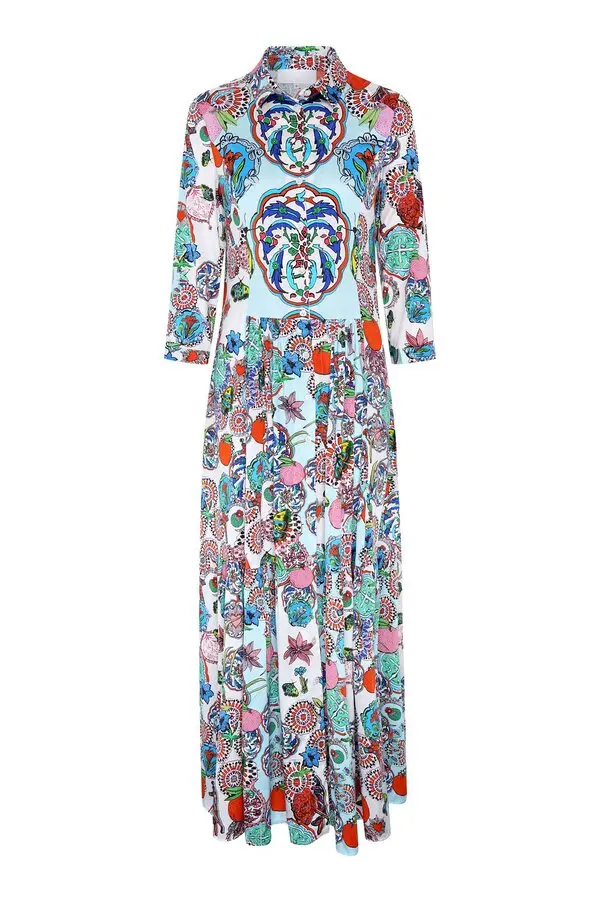 JESSICA RUSSELL FLINT Maxi Shirt Dress Rock The Kasbah - Blue