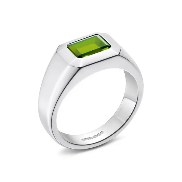 RAHUL PATEL COLLECTION Silver / Green Linea Signet Ring With Peridot - Silver/green
