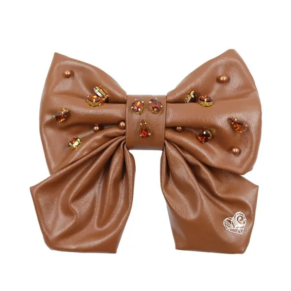 MISS CICCONI Amelia Bow Hair Clip Barette - Brown
