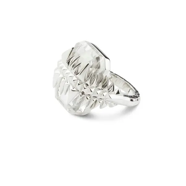 KASUN LONDON Black Sea Glacier Ring & White Topaz - Silver