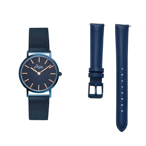 BERMUDA WATCH COMPANY Annie Apple Metanoia Rose Gold Blue Petite Interchangeable Watch - Blue/yellow