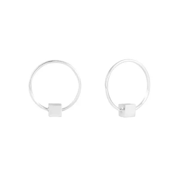 LEE RENEE Silver / Grey Cube & Hoop Earrings Classic Silver - Silver/grey