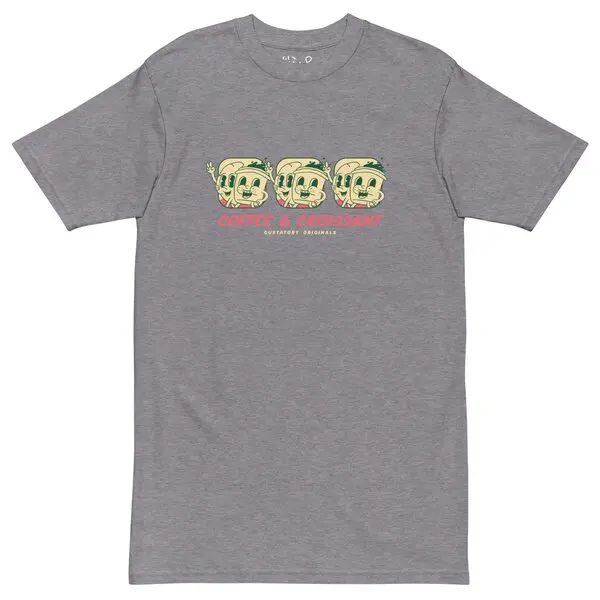 ANCHOR & CREW Heather Gustatory Originals Coffee & Croissant Heavy Cotton T-shirt - Grey