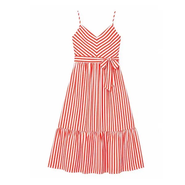 YUMI Stripe Midi Sun Dress - Red