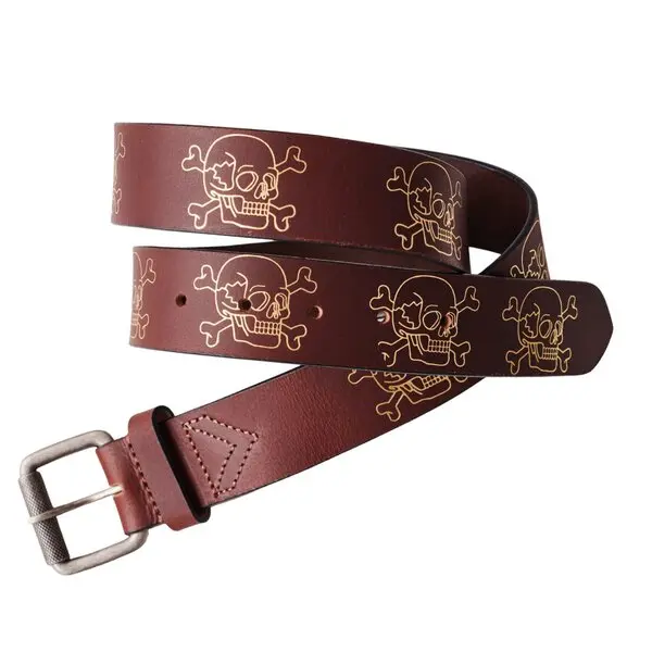 VIDA VIDA Skull Leather Belt - Brown