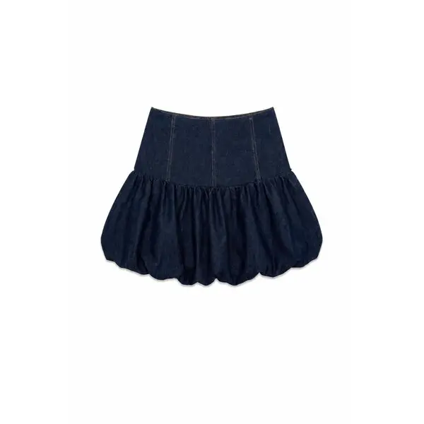 Carmen Says Denim Fawn Balloon Mini Skirt - Blue