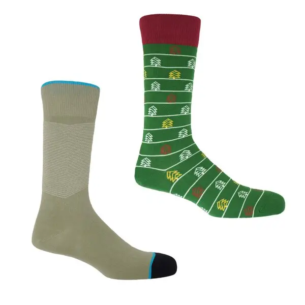 PEPER HAROW - MADE IN ENGLAND Christmas Tree & Chevron Quartz Socks Bundle - Green