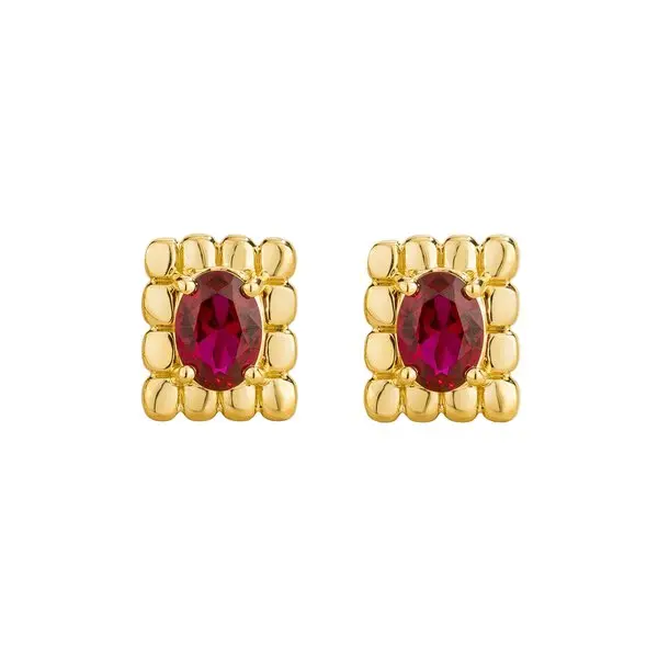 JUVETTI  Gold / Red Fondi Ruby Earrings Set In Gold